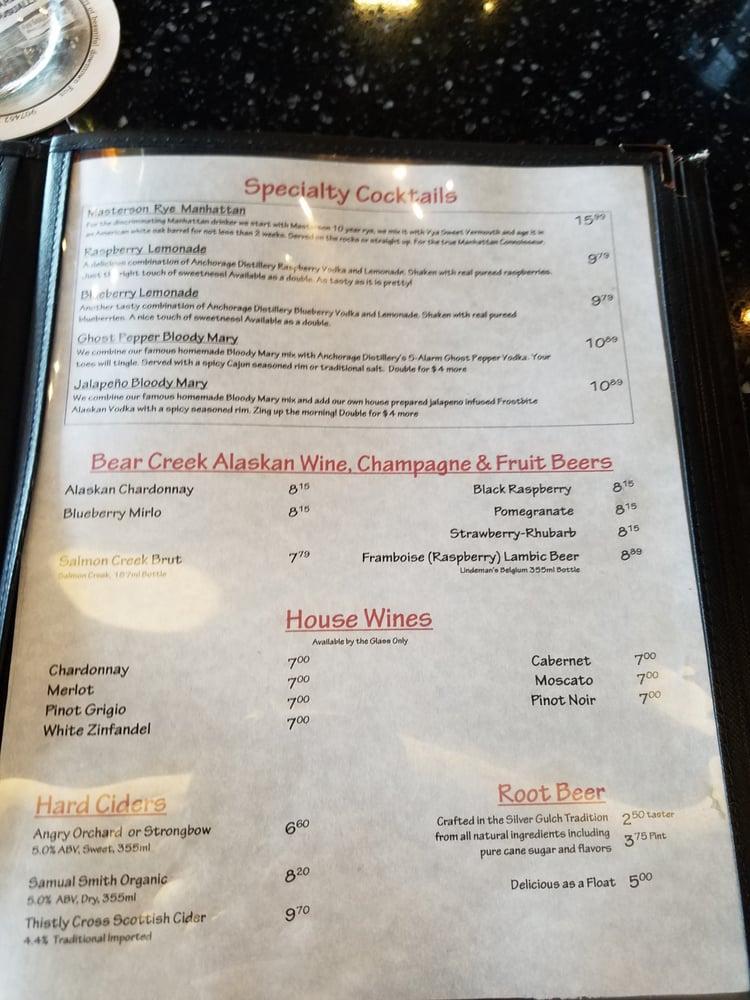 Menu at Silver Gulch Brewing & Bottling pub & bar, Anchorage, Ted ...