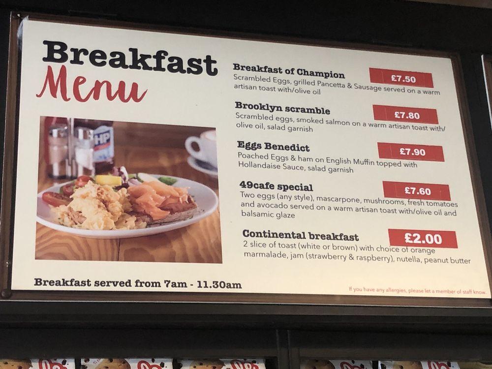 Menu at 49 Cafe, London