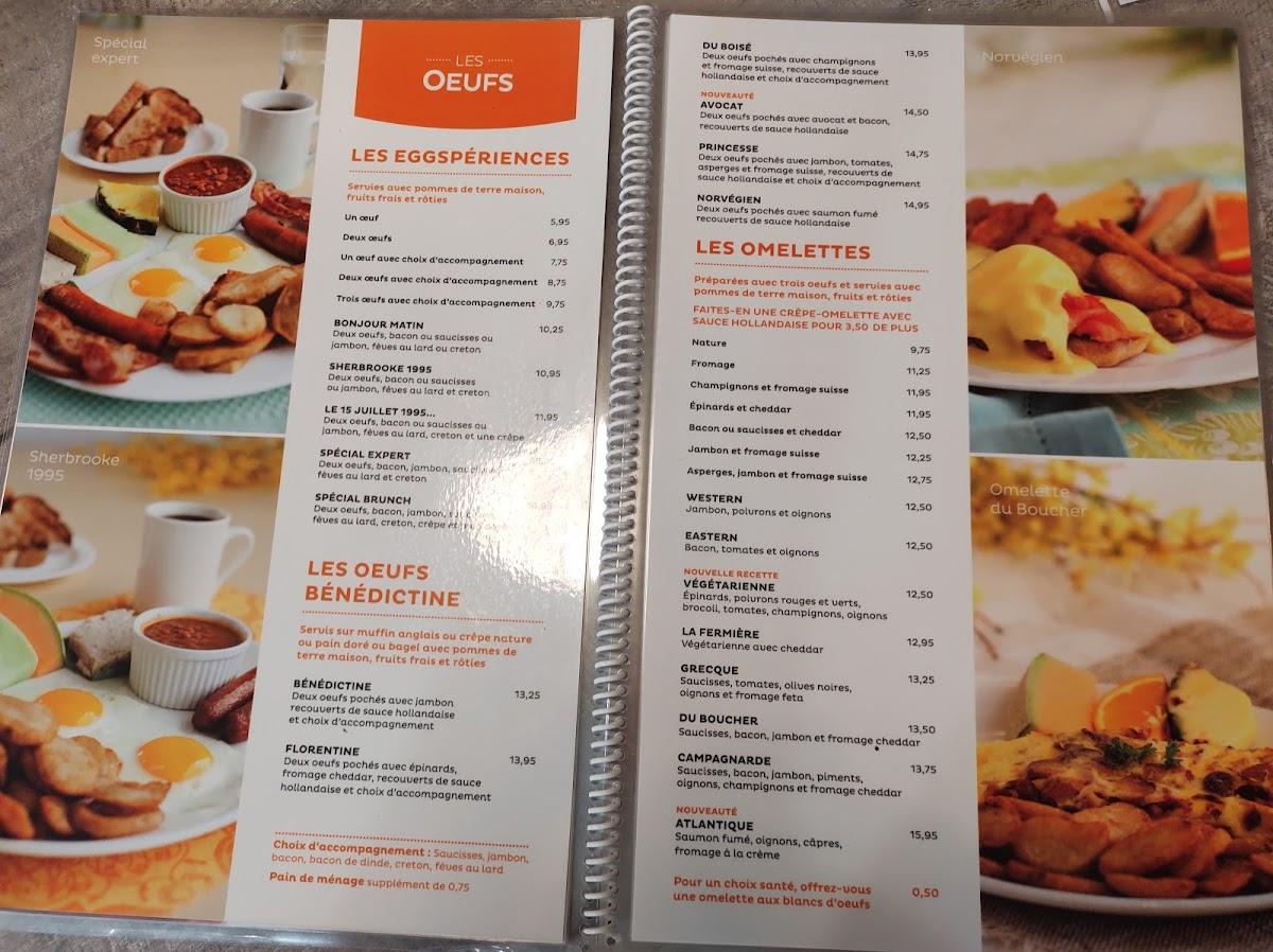 Menu au Eggsquis Magog restaurant, Magog