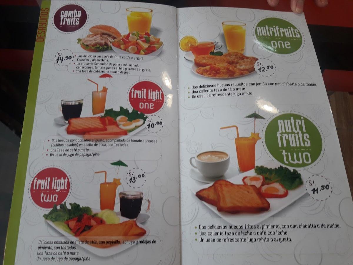 Menu at Food & Fruits cafe, Tacna