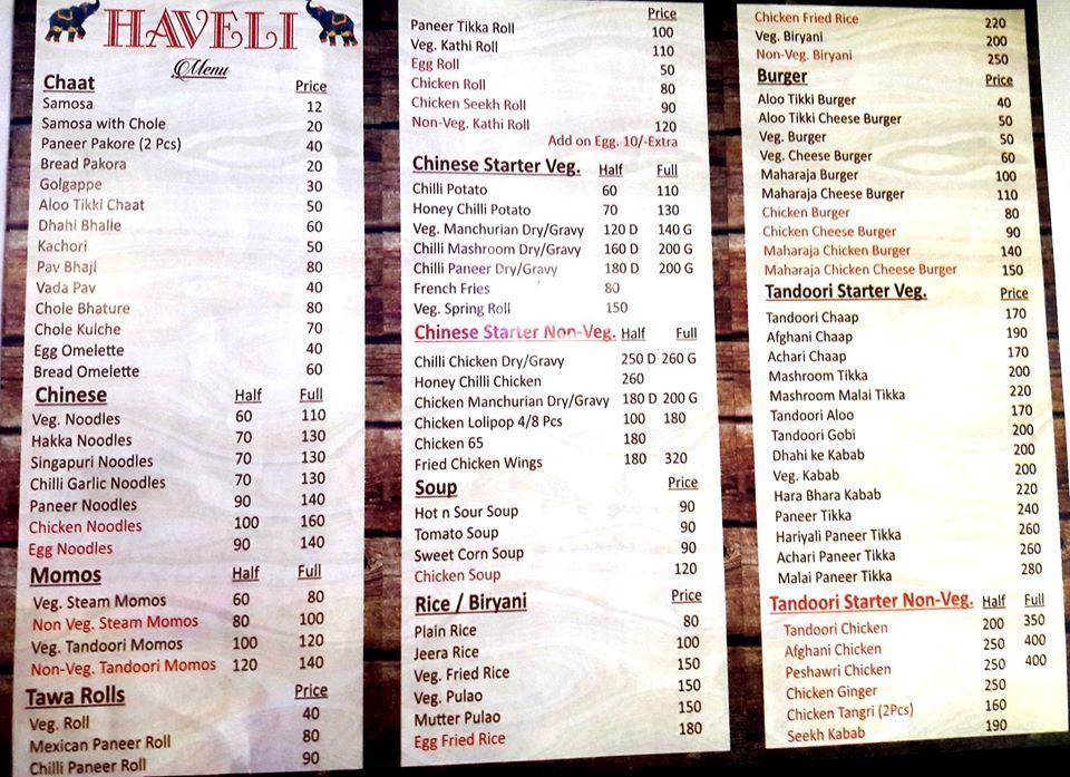 Menu at Haveli restaurant, Gurugram, 9