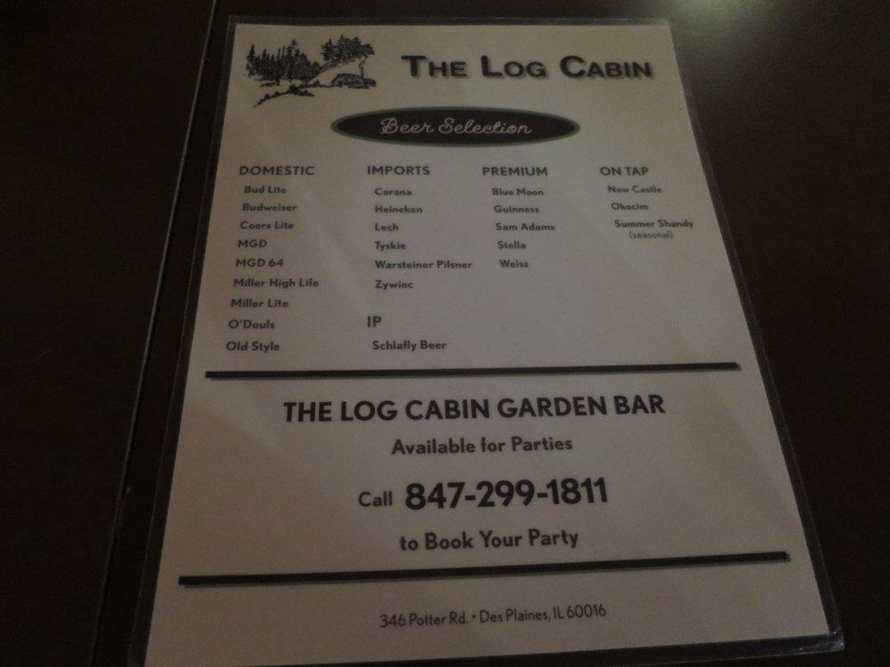 Menu at Log Cabin Bar, Des Plaines