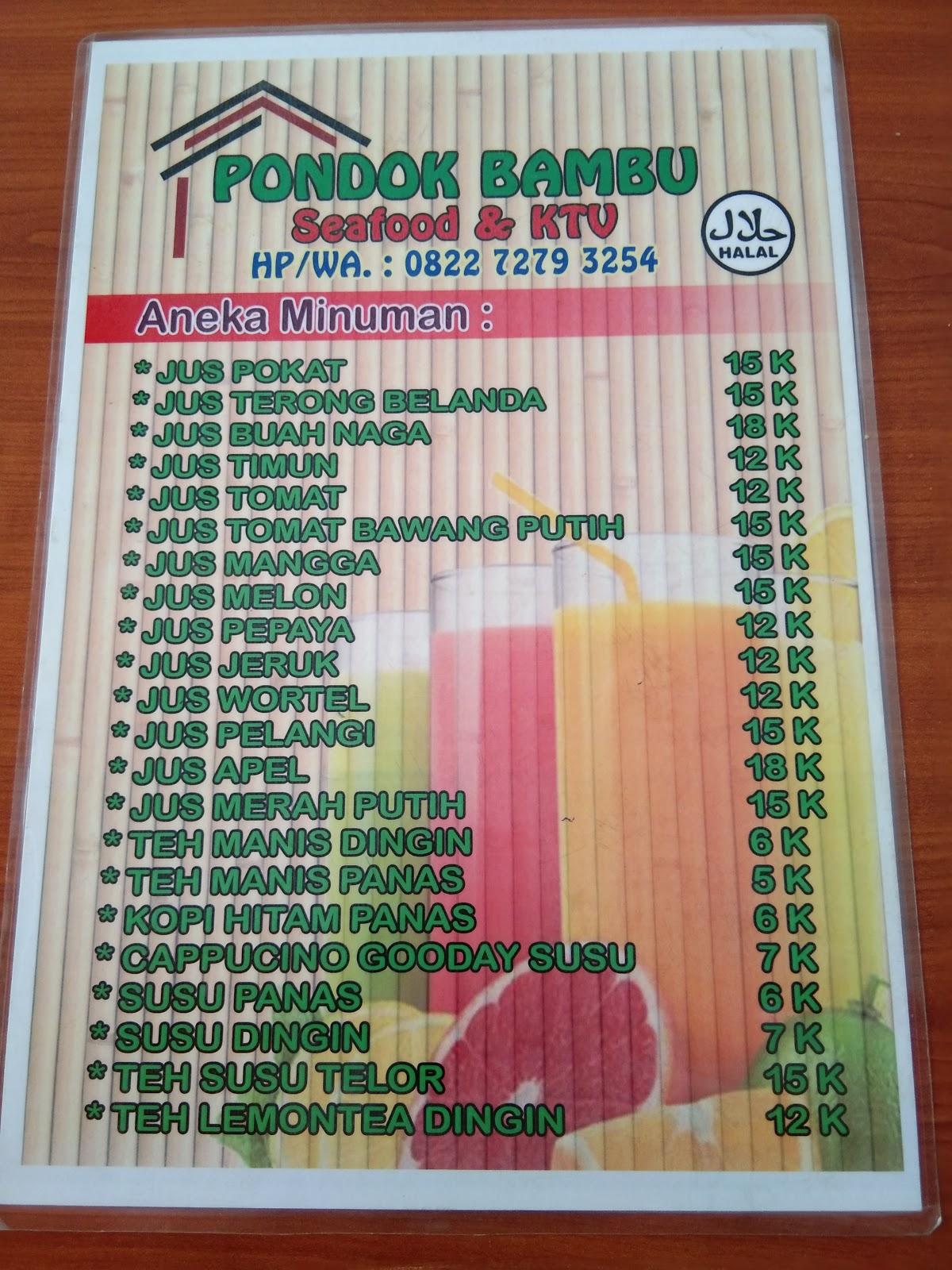 Menu at Pondok Bambu Seafood & KTV restaurant, Gunungsitoli