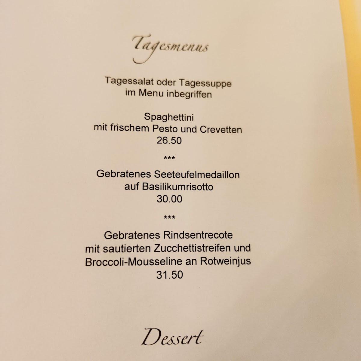Menu au Restaurant Olivo, Lucerne