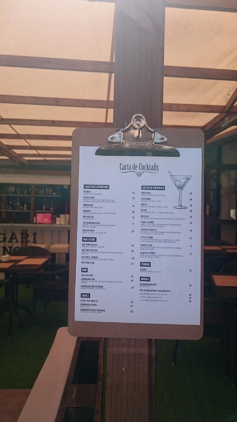 Menu at Restaurante Bulgari, Villajoyosa