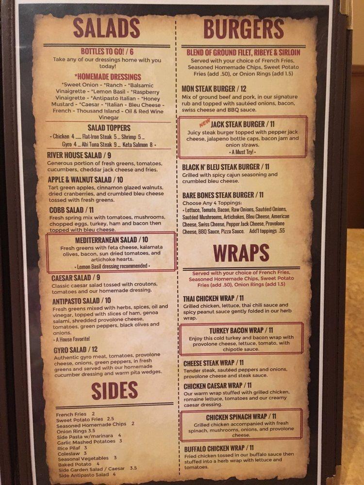 Menu at River House Cafe, Charleroi, 506 McKean Ave