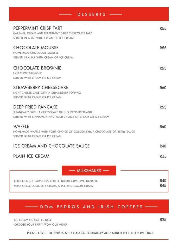 Menu at The Furnace restaurant, East London, Crossways Village Schafli ...