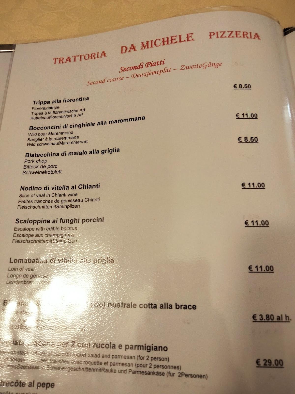 Menu da Pizzeria Ristorante Trattoria da Michele, Pisa