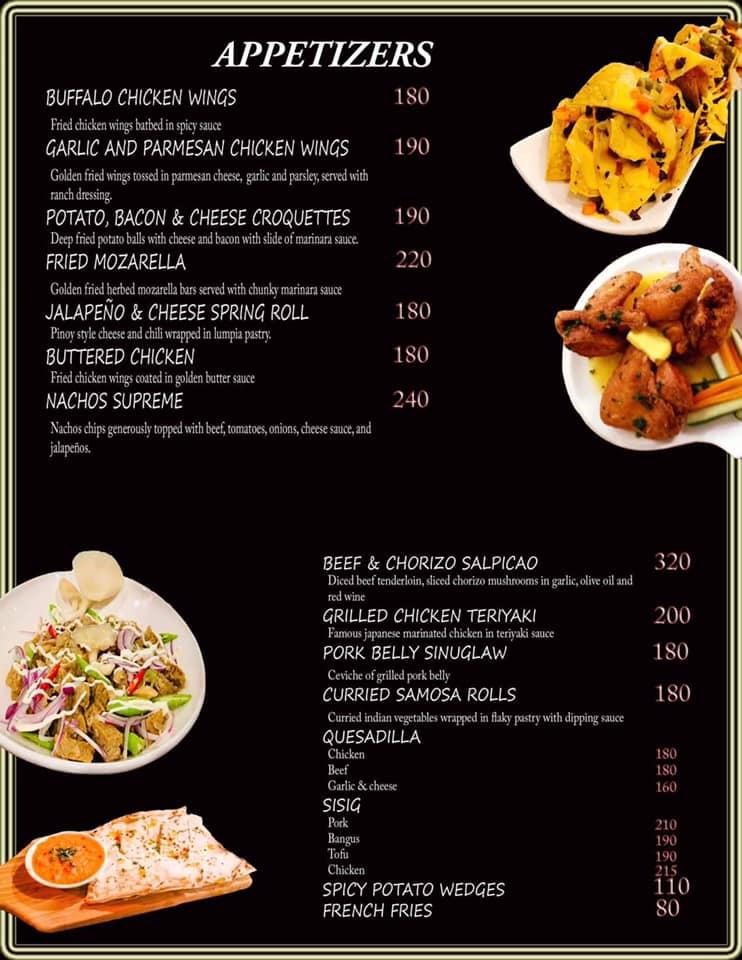 Menu at Niña's Cafe, Bayambang