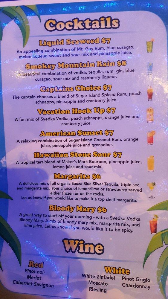 Menu at Captain Jim's Seafood Buffet restaurant, Pigeon Forge