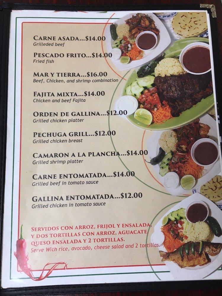 Menu at Cerrito's Pupuseria restaurant, South Riding