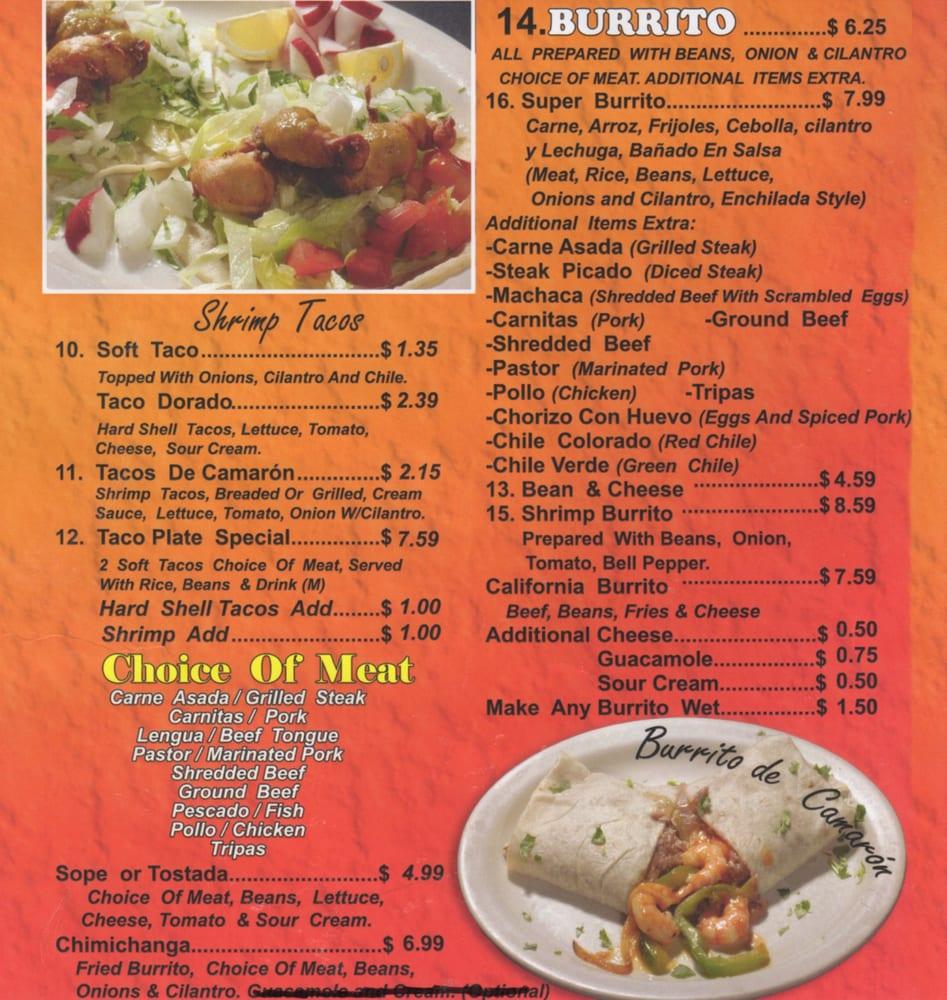 Menu at Chevo's Mexican Restaurant Inc, Apple Valley