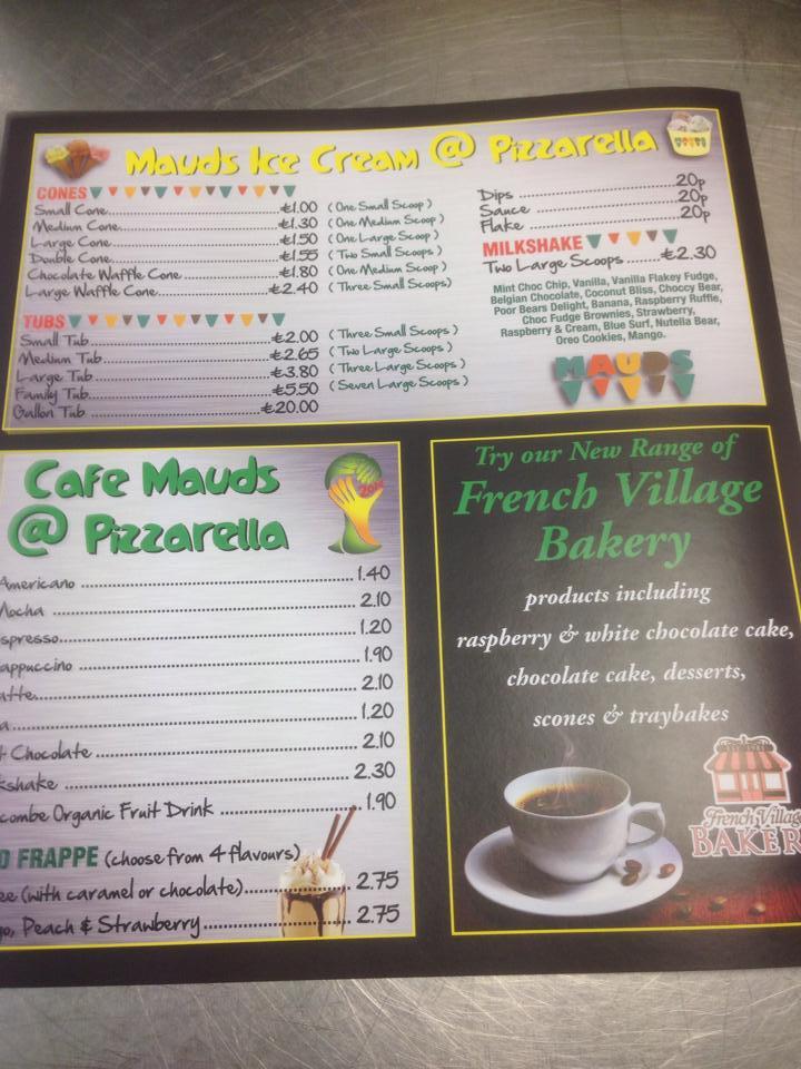 Menu at Pizzarella pizzeria, Glengormley