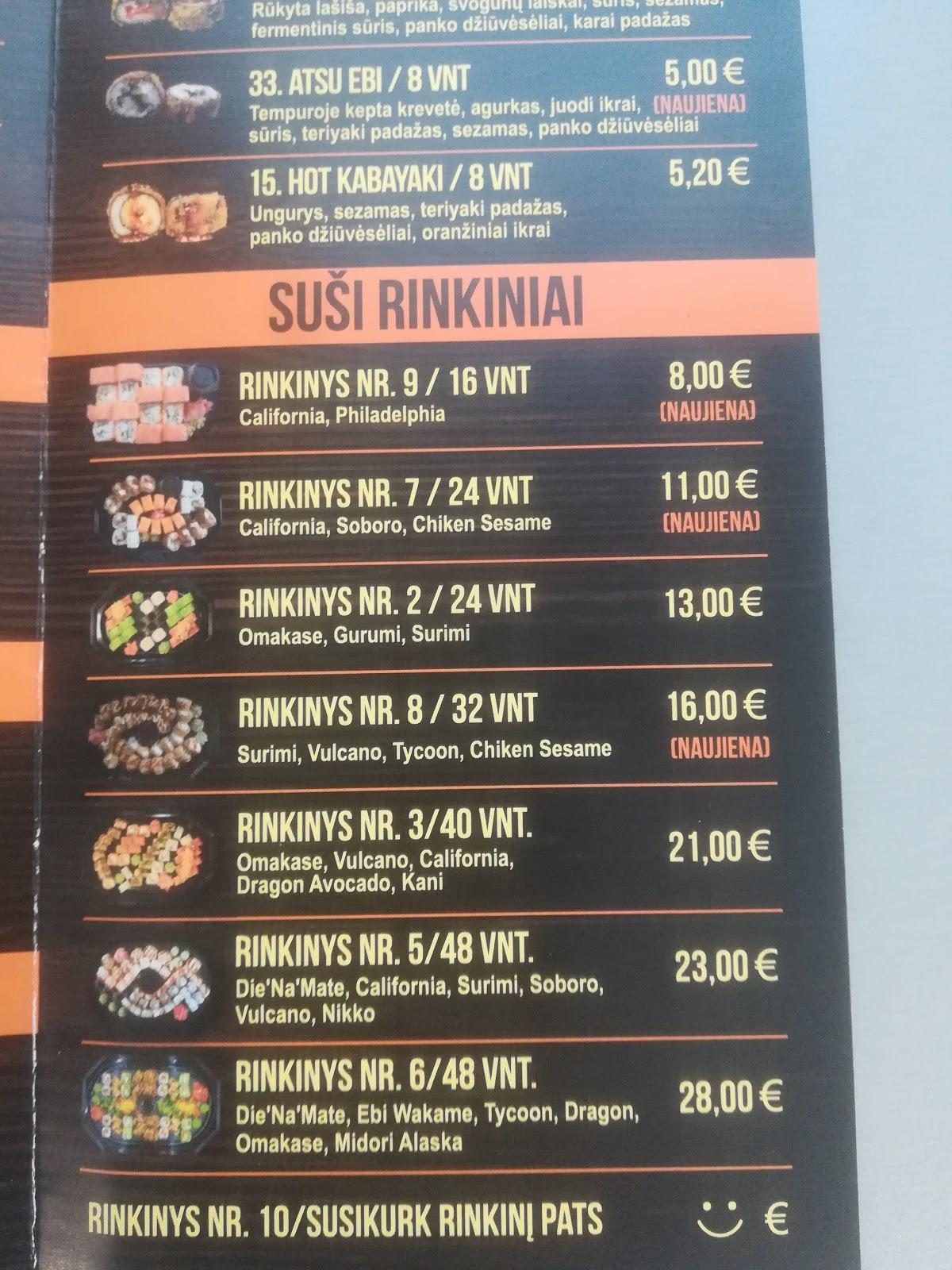 Menu at Biržų Senoji Kebabine, Wok, Sushi restaurant, Biržai