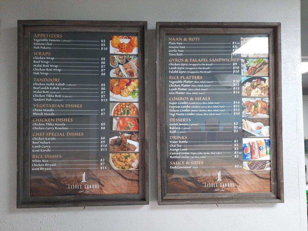 Menu at Little Lahore restaurant, Lodi
