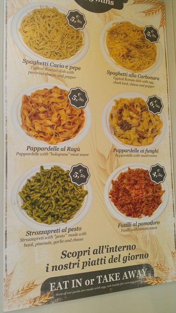 Carta de comida rápida Pastasciutta, Roma, Via delle Grazie