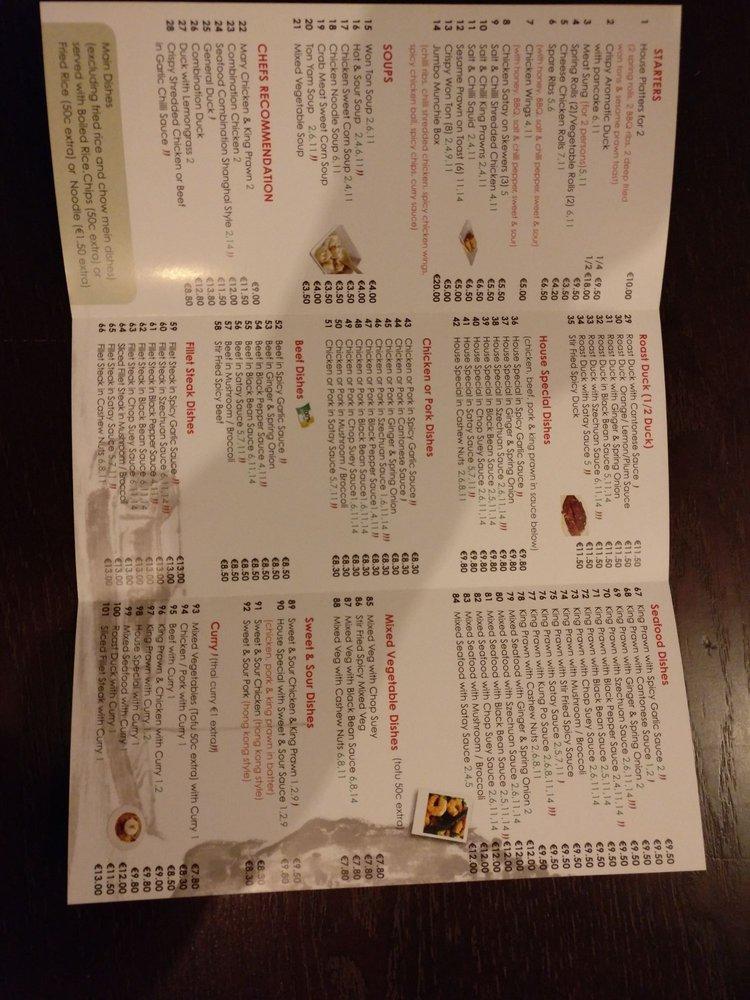 Carta del restaurante Rainbow House Chinese Take Away, Kenmare