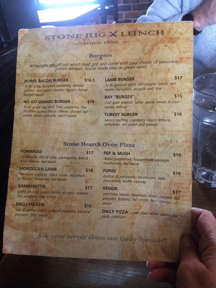 Menu at Stone Jug pub & bar, Carbonear