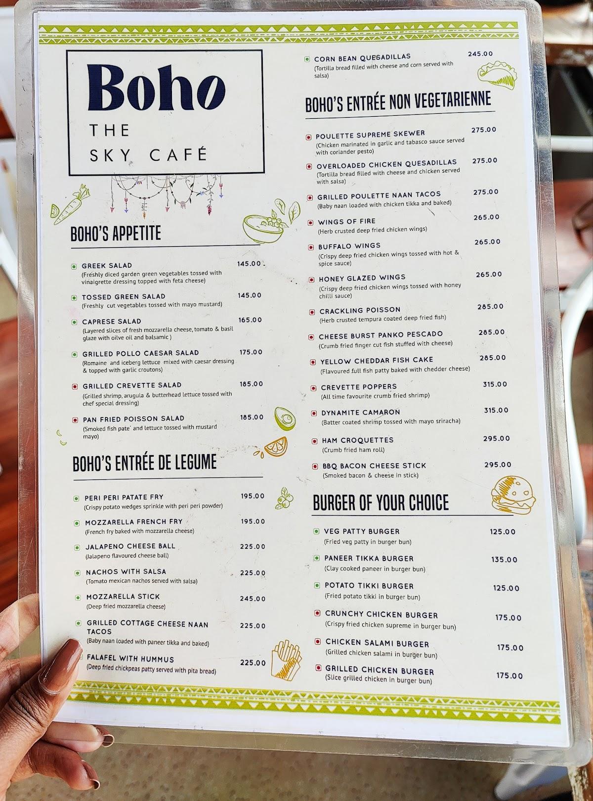 Menu at Boho The Sky Café - Garia, Kolkata