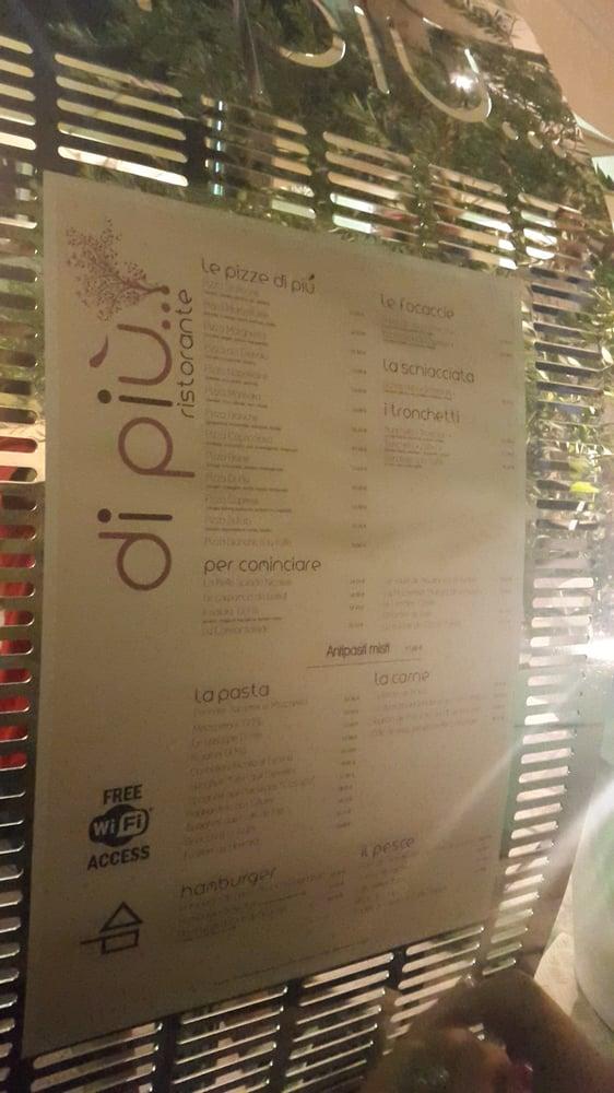 Menu at Di Più restaurant, Nice, 85 Quai des États-Unis
