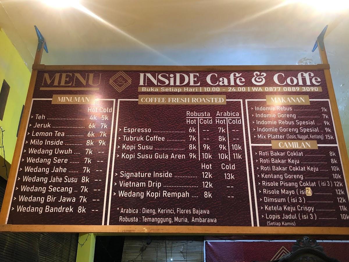Menu at INSIDE CAFE AND SECOND STORE, Yogyakarta