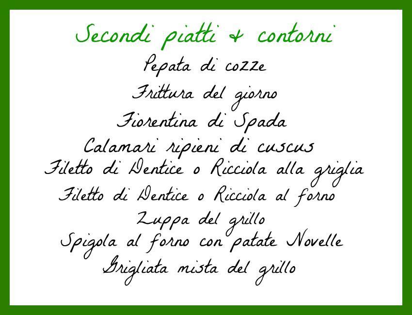 Menu at "Il Grillo Parlante" Osteria restaurant, Reggio Calabria