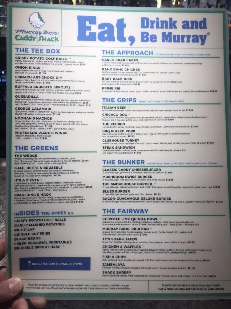 Menu at Murray Bros. Caddyshack pub & bar, Rosemont, Balmoral Ave