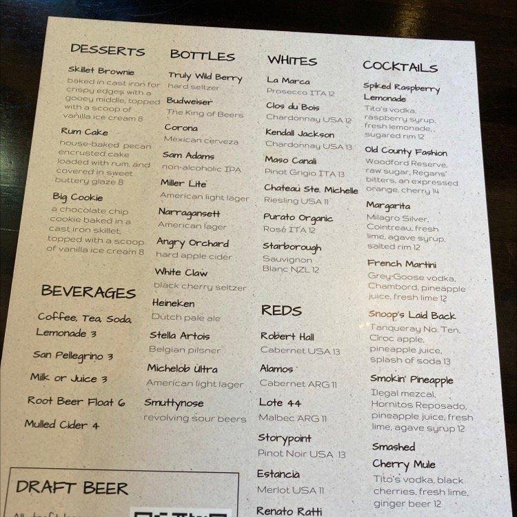 Menu at SNAX RESTAURANT, Lebanon
