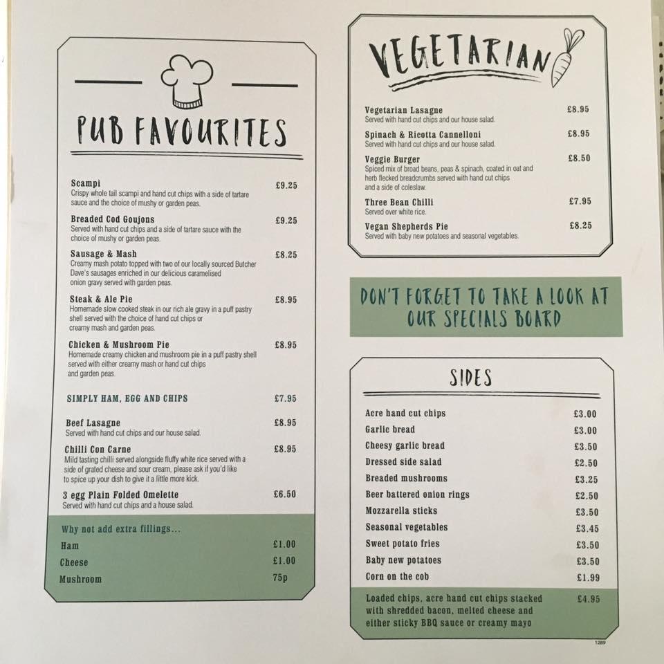 Menu at The Acre pub & bar, March