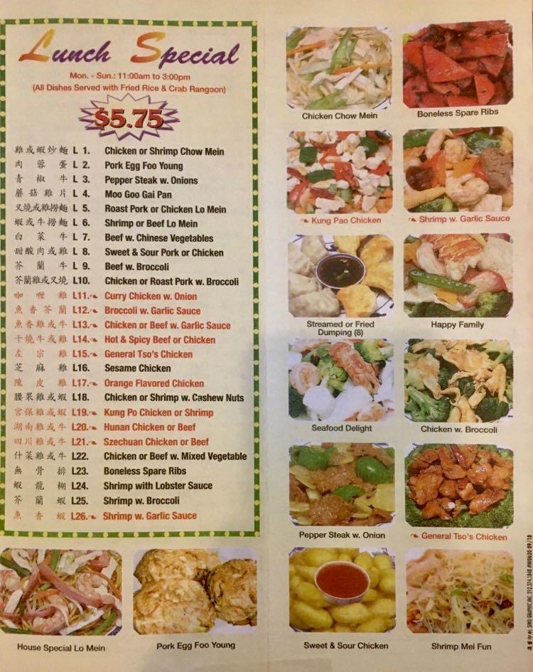 Menu at Wong's Buffet restaurant, Salem