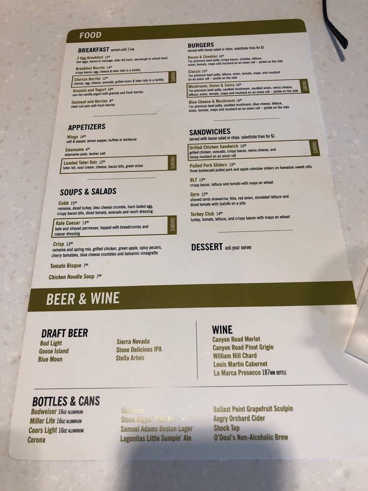 Menu at Gateway Bar, Sacramento
