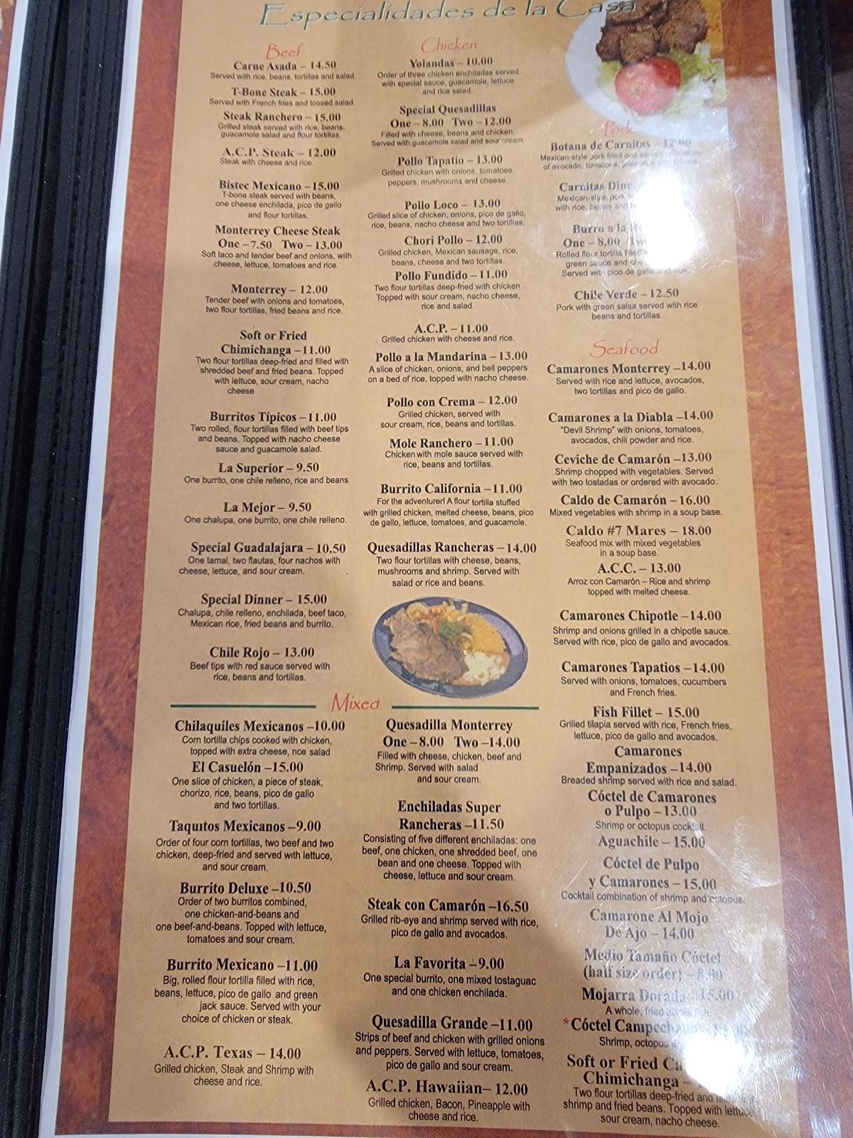 Menu at Montes Mex Grill restaurant, Wilkesboro