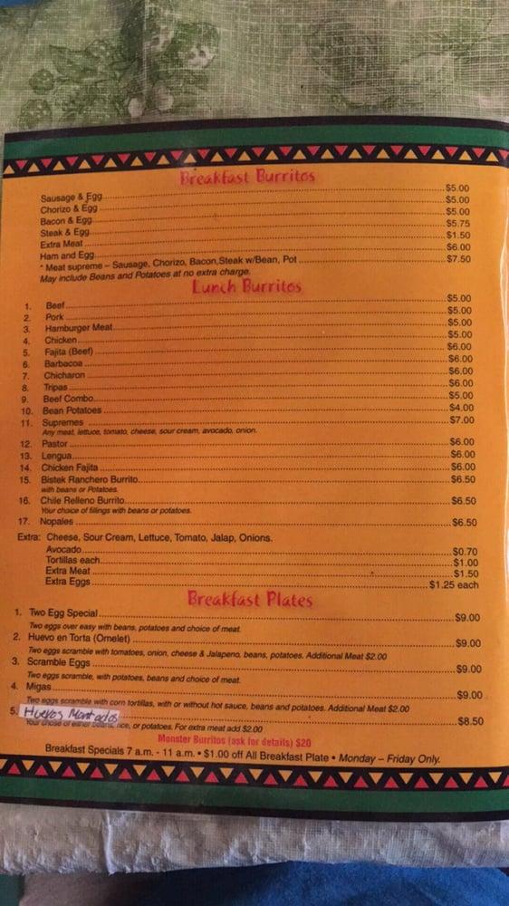 Menu at Gutierrez Family Restaurant, Wichita Falls