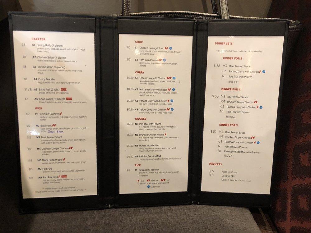 Menu at Zabb Thai Restaurant, Kelowna, Pandosy St