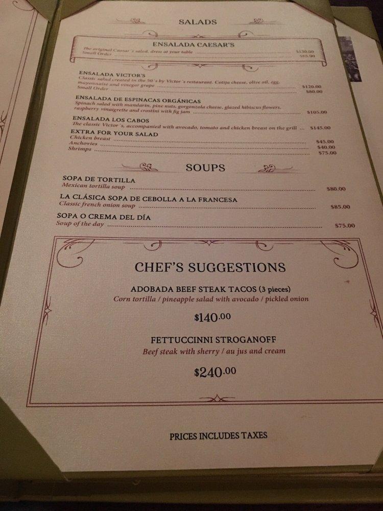 Menu at Caesar's pub & bar, Tijuana, Av. Revolución 8190