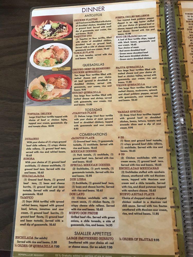 Menu at Vargas Restaurant Bar & Grill, Liberal