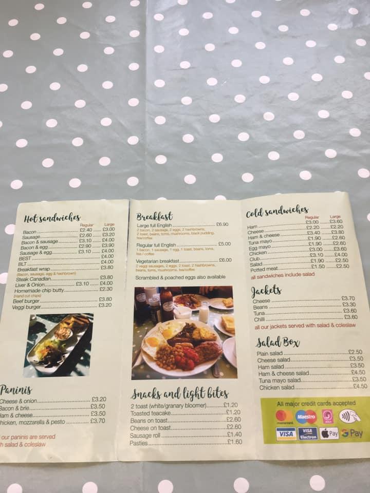 Menu at Heeley Bottom Cafe, Sheffield