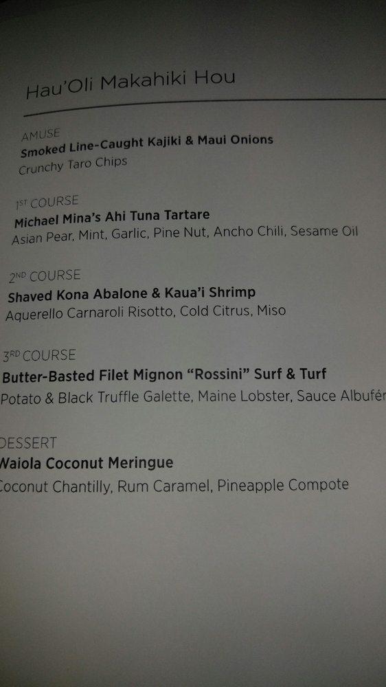 Menu at Mina's Fish House restaurant, Makakilo