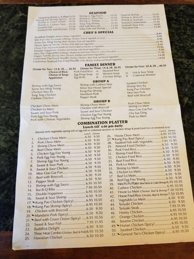 Menu at Silver Star Chinese Restaurant, Jacksonville