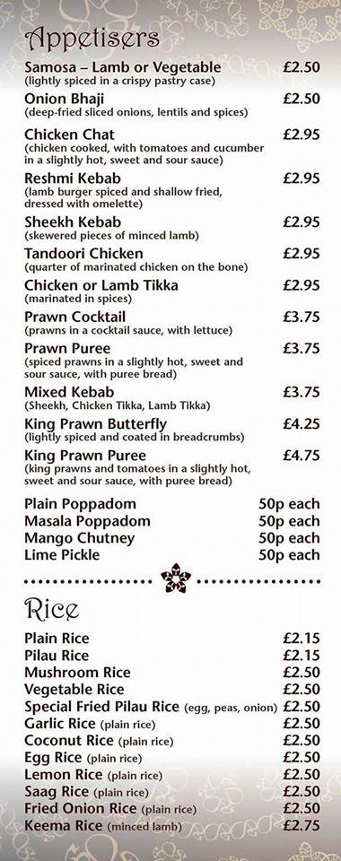 Menu at The Gandhi in Sandy restaurant, Sandy