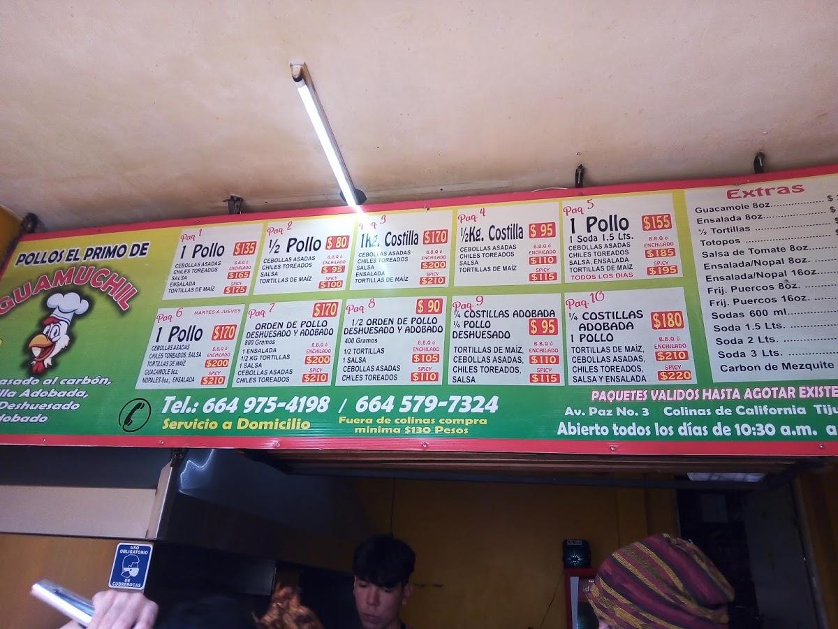 Carta del restaurante Pollos el Primo del Guamuchil, Tijuana, La Paz 3A