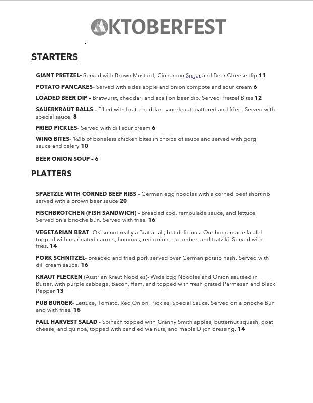Menu at North Slope Pub and Eatery, Dallas, Route 309 Hwy