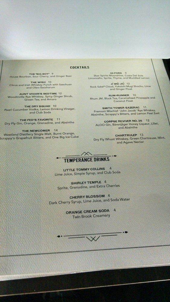 Menu at Smith Tower pub & bar, Seattle