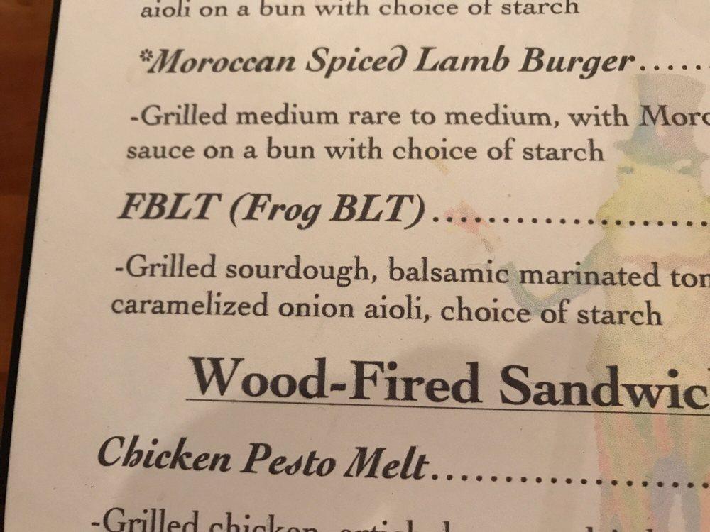Menu at The Toasted Frog restaurant, Fargo
