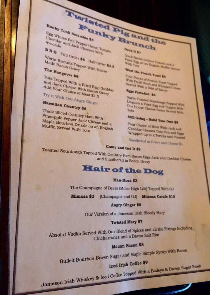Menu at The Twisted Pig Bar and Grill, Modesto