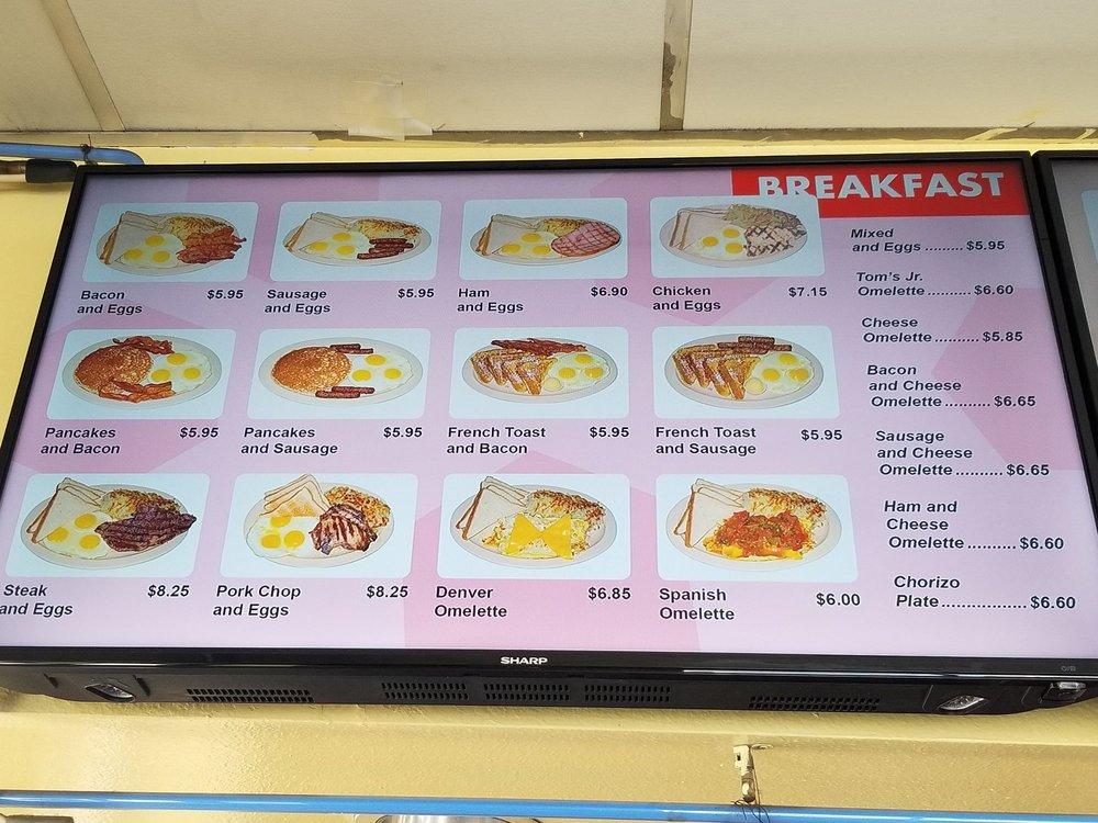 Menu at Tom's Jr. Burger fast food, Los Angeles, Daly St # 108
