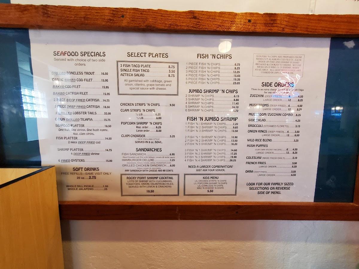 Menu at Knock Kneed Lobster restaurant, Phoenix