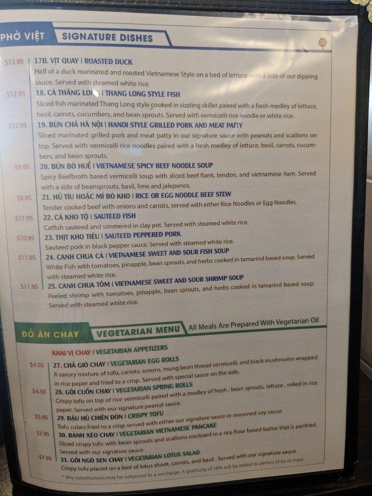Menu at Pho Viet 2 pub & bar, Palm Bay