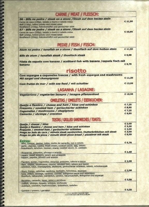 Menu at Xarambinha Pizzeria Expresso, Funchal