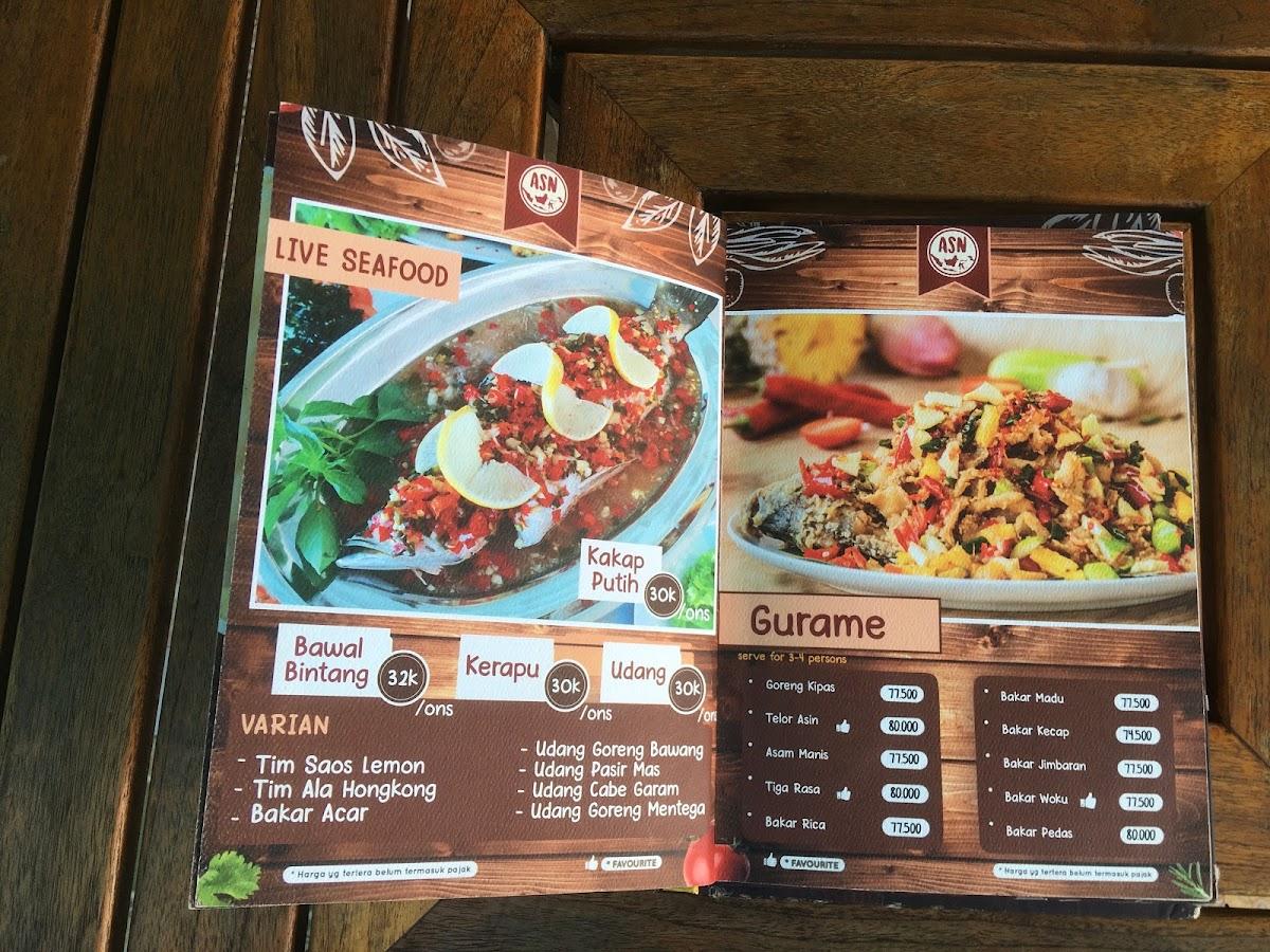 Menu at ASN Seafood Cirebon restaurant, Cirebon